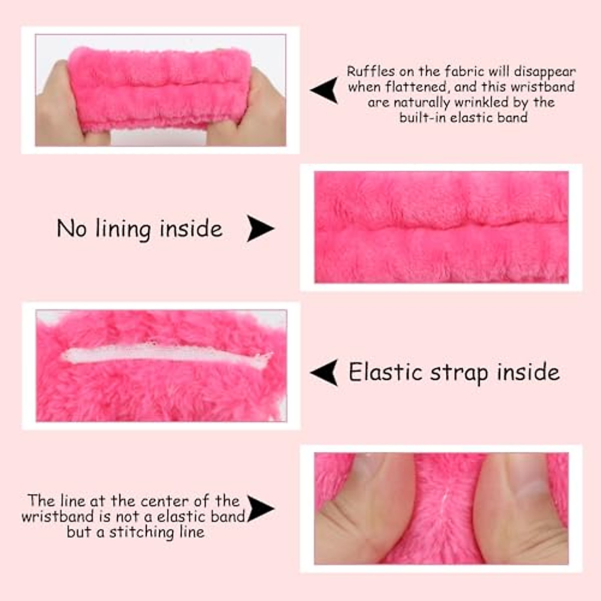 AMCAMI 6 Pcs Spa Headband Face Wash Headband and Wristband Set, Girls' Cute Bear Ears Headband Plush Animal Makeup Skincare Headbands with Face Washing Wristband for Women