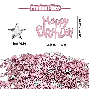 Andiker Table Confetti, 60g Happy Birthday Confetti Metallic Table Scatter for Birthday Party Decoration (Pink Gold)