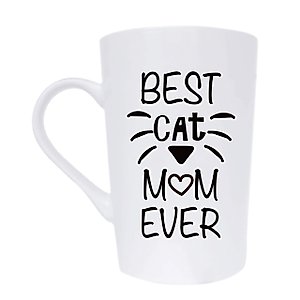 MAUAG Mothers Day Gifts Funny Cat Mom Coffee Mug Christmas Gifts, Best Cat Mom Ever Cute Cup from Daughter or Son, White 12 Oz