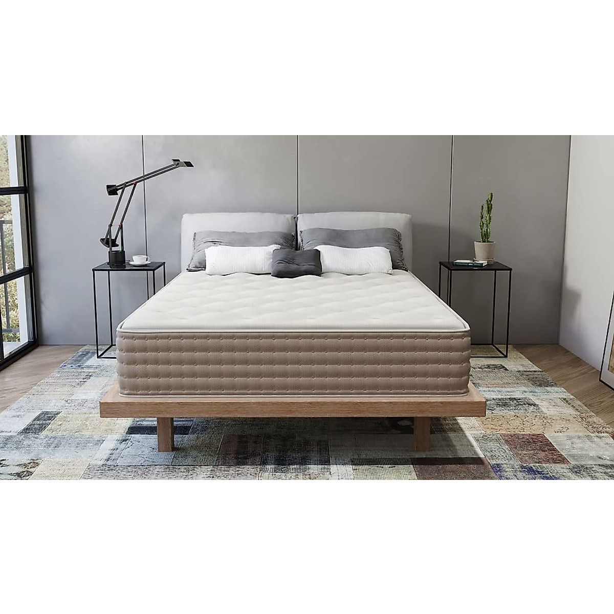 Eco Terra | Natural Latex | Luxury Hybrid Mattress | Medium Firm Mattress with Encased Coil Spring | Twin