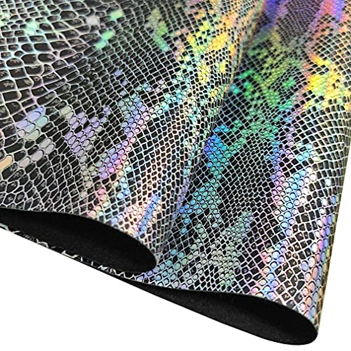 HYANG Snake Embossed Black PU Faux Leather Sheets 1 Rolls 12"X53"(30cmX135cm), Faux Leather Very Suitable for Leather Earrings, Bows, Handbag ，Sewing ，Crafts Making