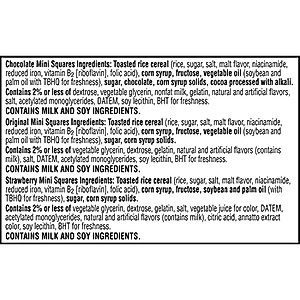 Rice Krispies Treats Mini Squares, Kids Snacks, Lunch Snacks, Variety Pack, 20.1oz Box (52 Bars)