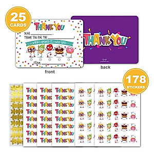 Gooji Party Treats Thank You Cards – 25pcs Double Sided 4.25x6 Unicorn Thank You Cards With 25 Envelopes – Magical Cards For Baby Shower, Birthday Party And Girls Birthday Party Supplies …