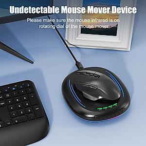 VKAROOD Mouse Jiggler Undetectable Mouse Mover Device with Timer, ON/Off Switch, Breathing Light Mouse Wiggler for Prevent Computer Laptop Screen Sleep (Black)