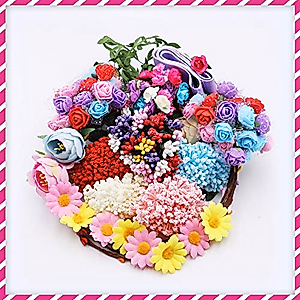 Loycyoec Flower Crowns Kit for Girls, Make Your Own Flower Crowns and Bracelets, Handmade Flower Crown Wreath Headbands, DIY Fairy Flower Headbands for Girls Gift