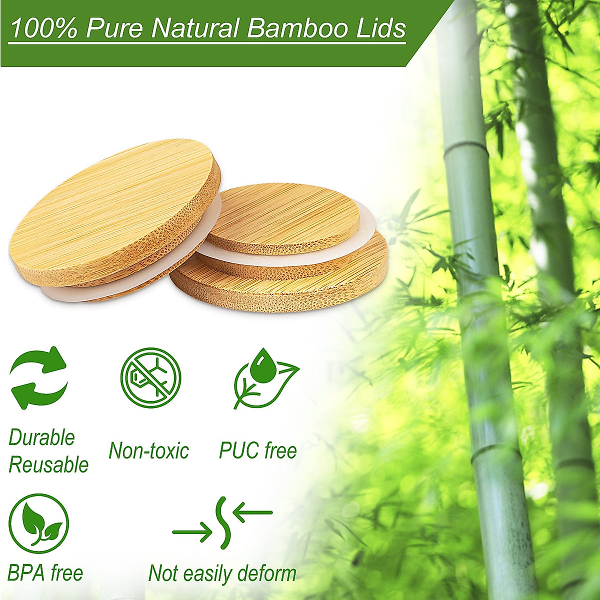 TBWIND 8 Pack Oui Yogurt Jar Lids Reusable Bamboo Oui Lids with Silicone Sealing Rings and Yogurt Bottle Label,suitable for Oui Yogurt Jars, Coffee Bean Jars, Spice Jars, Cookie Jars
