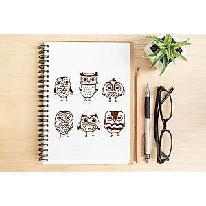 6pcs Cute Owls Clear Stamps Silicone Stamp Cards with Sentiments, Fall Owl Letters Pattern Clear Stamps for Holiday Card Making Decoration and DIY Scrapbooking Album DIY Crafts