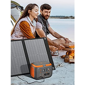 300W Portable Power Station 260Wh Outdoor Solar Generators Mobile Lithium Battery Pack 110V Outlet Solar Power Bank Camping Power Supply for Laptop with 40W Solar Panel