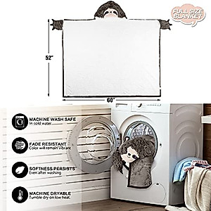 Sloth Wearable Hooded Blanket for Adults - Super Soft Warm Cozy Plush Flannel Fleece & Sherpa Hoodie Throw Cloak Wrap - Sloth Gifts for Women Adults and Kids