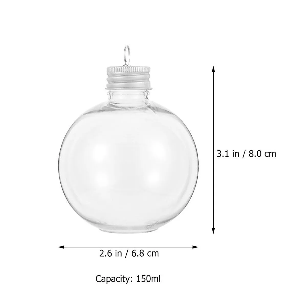 Unomor Fillable Drink Tree Ornaments 10pcs Fillable s Clear Plastic Light Bulb Shaped Bottle Empty Xmas Baubles for Christmas Party Favor Supplies Silver Christmas Ornaments Ball