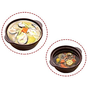 Korean Premium Cartoon Pattern Ceramic Brown Casserole Clay Pot with Lid,For Cooking Hot Pot Dolsot Bibimbap and Soup (9in,64oz)