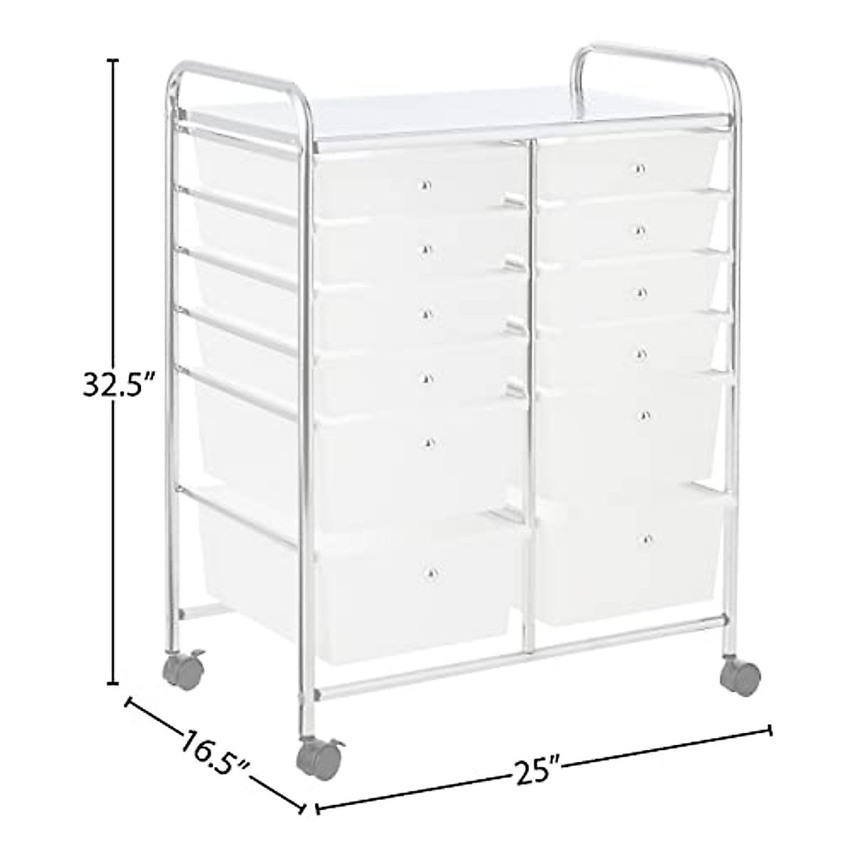 Whitmor Chrome and Plastic 12-Drawer Storage Cart