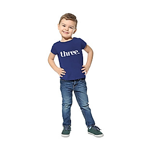 Wild and Happy 3 Year Old Birthday Party T-Shirt Toddler Boy Number Three 3rd Bday Shirt Outfit (US, Age, 3 Years) Blue