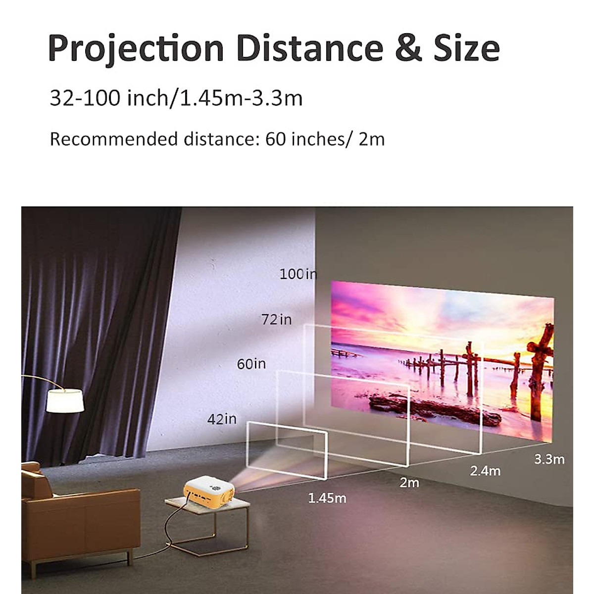 Portable Mini Video Projector, 1800 Lumens A10 Pro Home Theater Phone Mirroring Projectors, Portable Movie Display Projector with Built-in Speaker Mobile Phone Projector (Black)