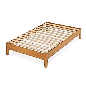 ZINUS Alexis Deluxe Wood Platform Bed Frame, Solid Wood Foundation, No Box Spring Needed, Wood Slat Support, Easy Assembly, Rustic Pine, Twin