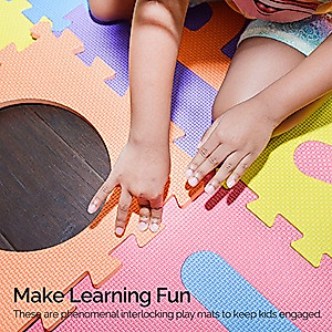 SAFEST Non Toxic Alphabet Puzzle Mat - THICKEST ABC + Numbers 0 to 9 Flooring Mat, 36 Tiles I Kids Learn & Play with Interlocking Puzzle Pieces