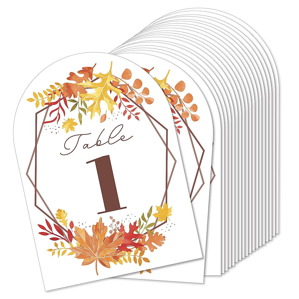 Big Dot of Happiness Fall Foliage Bride - Autumn Leaves Bridal Shower and Wedding Party Double-Sided 5 x 7 inches Cards - Table Numbers - 1-20