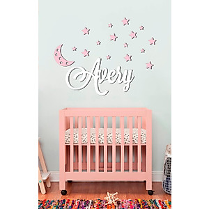 Personalized Custom Wood Name Sign with Stars Wooden Wall Stickers Nursery Name Sign, Personalized Baby Gifts Nursery Wall Decor Wooden Letters for Wall Decor Custom Sign Nursery Decor