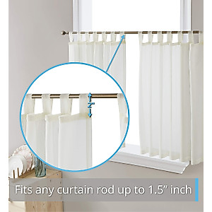HLC.ME Ivory Sheer Voile Tab Top Window Treatment Cafe Tier Curtain Panels for Kitchen, Bedroom, Small Windows and Bathroom (54 x 45 inch Long, Set of 2)