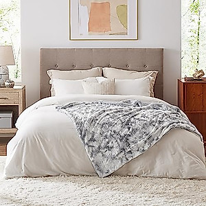 Bedsure Sherpa Blanket Twin Size - Soft, Fuzzy & Fluffy Faux Fur - Warm, Cozy Blanket for Couch, Sofa and Bed, Tie Dye Design, Light Grey, 60x80 Inches