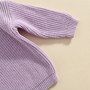 Toddler Baby Girl Boys Sweater Round Neck Long Sleeve Candy Color Knitted Pullover Tops Autumn Winter Sweatshirt (Candy Purple, 4-5T)