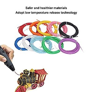 PCL Filament Refill for 3D Pen, 1.75mm 16.4 Feet PCL Consumables for 3D Pen Easy and Bright Use 10 Colors for Replacement