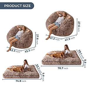 MAXYOYO Giant Bean Bag Chair Bed for Adults, Convertible Beanbag Folds from Lazy Chair to Floor Mattress Bed, Large Floor Sofa Couch, Big Sofa Bed, High-Density Foam Filling, Machine Washable