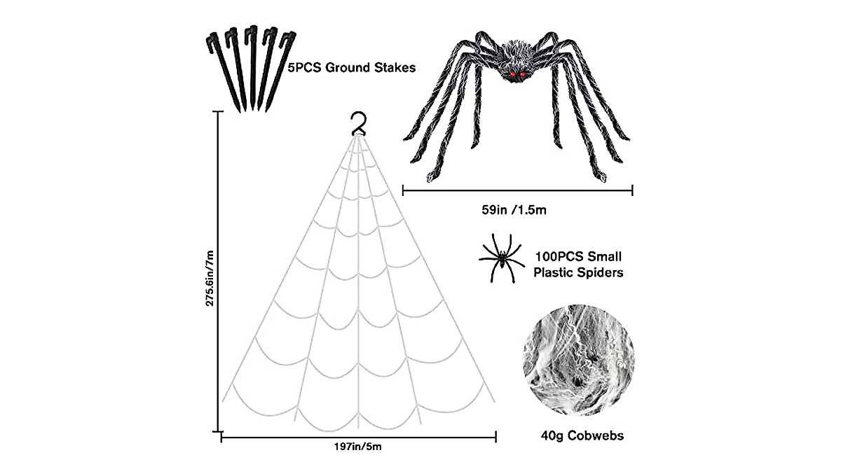 YUJUN Halloween Giant Spider Decorations 59'', Halloween Web Decor ...