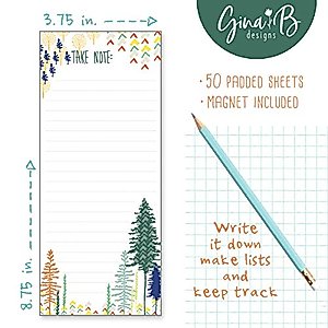 Set of 2- Forest List Pad, Notepad, Shopping List Grocery List with Attachable Magnet