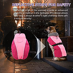 MORVIGIVE Warm Dog Winter Coat, Turtleneck Dog Jacket Coat Thick Fleece Lined Dog Snowsuit with Buckle, Reflective Waterproof Dog Cold Weather Coats for Small Medium Large Dogs
