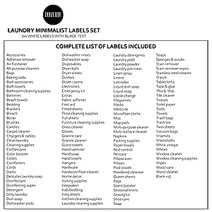 Dekluttr 144 Minimalist Laundry Labels for Organizing Linen, Storage, and Laundry Room Preprinted Organization Labels for Storage Bins Containers and Jars