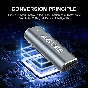 AGVEE [1 Pack USB-C to Magnetic T-Tip Adapter, Type-C PD 100W Power Fast Charging Converter Connector Replacement for MacBook Pro Air (2013-2015) T-Head, Gray