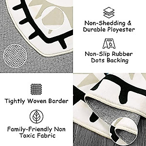 Beeiva Cute Evil Eye Area Rug, 2x3 Small Rug for Bedroom Entryway, Door Mat Accent Throw Rugs Washable Non-Slip Indoor Floor Carpet for Kitchen Kids Room Bathroom Front Door（White/Multi）