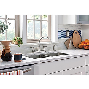 Moen Hutchinson Spot Resist Stainless 2-Handle High-Arc Kitchen Faucet with Side Sprayer, 87048SRS