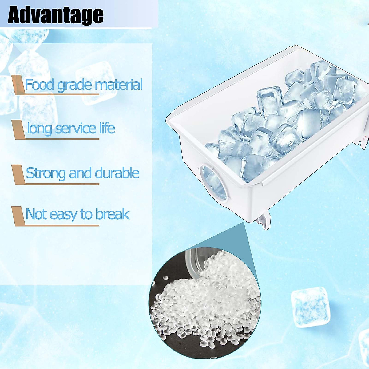 GRGTHDS W10850492 Refrigerator Ice Bucket,Compatible with Whirlpool Kenmore Maytag Amana,Ice Maker Replacement Parts W10670844 Ice Container Bin WRS321SDHB00 WRS322FDAM04 WRS321SDHZ05 WRS311SDHB00