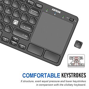 Arteck Universal Backlit 7-Colors Bluetooth Touch TV Keyboard with Easy Media Control and Build-in Touchpad for TV-Connected Computer, Smart TV, Desktop, Laptop, iPad, Surface, Tablet, HTPC