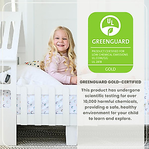 Little Partners Lil' House Toddler Bed - House Bed Design for Kids Bedroom Furniture - Children's Toddler Bed with Guard Rails, Low to Ground Modern Clean Design with Solid Wood (Soft White)