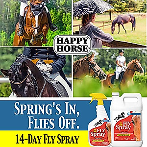 Happy Horse Fly Spray, 14-Day Sweat and Weather Resistant Long Lasting Fly Spray, 32oz