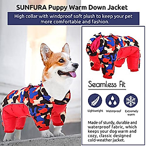 SUNFURA Winter Dog Coats, Warm Dog Down Jacket with 4 Legs, Reflective Windproof Puppy Turtleneck Snowsuit for Cold Weather, Lightweight Padded Puffer Dog Vest Apparel for Small Medium Dog