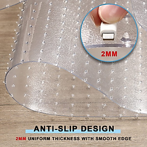 46"x 60" Chair Mat for Carpets Floor Computer Office Chair Mat Desk Clear Anti Skid Transparent Mats Protector for Low and No Pile Carpeted Thick Floors (Convex Style)