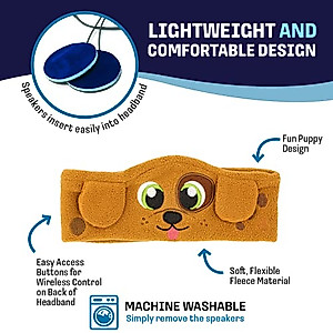 CozyPhones Kids Headphones, Headband Earphones for Children Baby & Toddlers 1-3, Stretchy & Comfy Travel Accessories - Wireless - Brown Puppy Dog