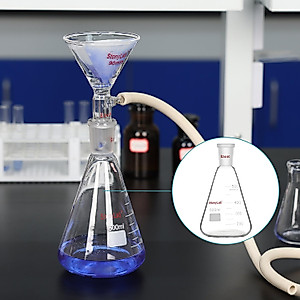 stonylab Glass 24/40 Erlenmeyer Flask with Stopper, 1000 ml Borosilicate Glass Heavy Wall Flask with 24/40 Standard Taper Outer Joint and Glass Stopper