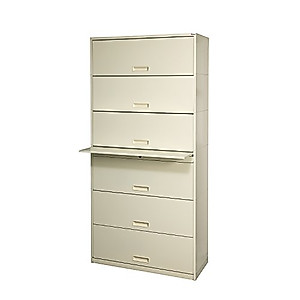 Datum Storage Stak-N-Lok 200 series 6H open shelf With Receding Doors and locking cabinet, 36", Bone White