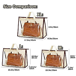 8 Pcs Purse Dust Bags For Storage, Clear Purse Organizer Storage For Closet, Handbag Organizer Storage For Closet, Hanging Bag Organizer With Zipper And Handles, S Hanging Hooks (L)