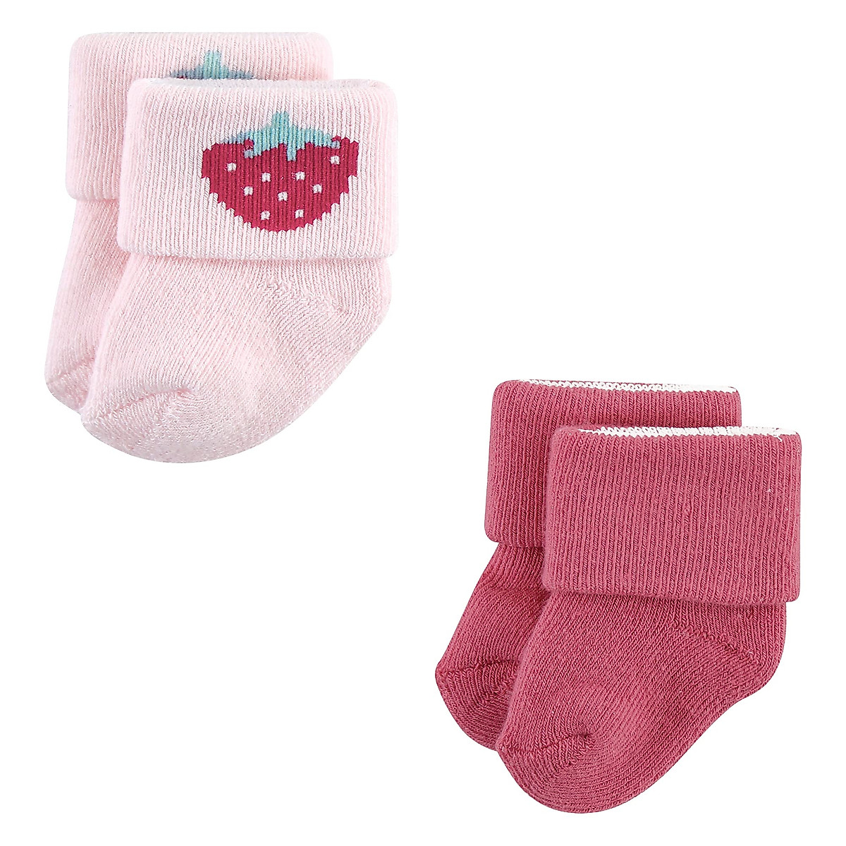 Hudson Baby Unisex Baby Cotton Rich Newborn and Terry Socks, Strawberry, 6-12 Months