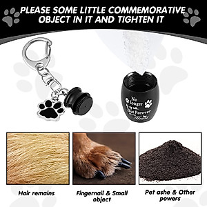 Sasylvia 4 Pcs Pet Urns Keychain Pet Ashes Keychain Dogs Keepsake Cremation Jewelry Stainless Steel Dog Paw Charm Ashes Holder with 4 Storage Bags for Cats Memorial
