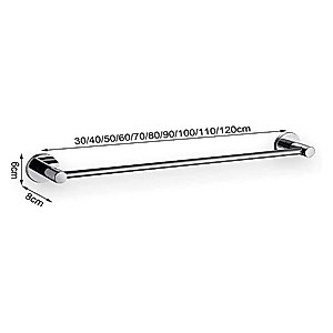 Towel BAR Rack Towel Rack Wall-Mounted Single Towel bar Rails, high-Molded Stainless Steel Towel Rod, Polished Silver Finish, for Bathroom Hardware and Kitchen and WC, 30 Cm ~ 120 cm Optional, (Size