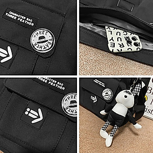 JELLYEA Cute Kawaii Messenger Bag Crossbody Purses for Women Men Shoulder Bags with with Pendant Aesthetic Bag Kawaii Bag Satchel (White)