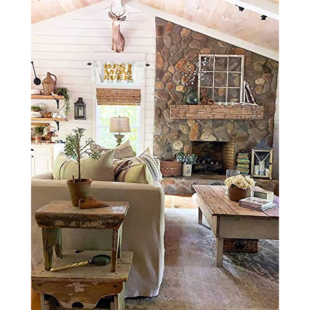 RainbowDay Valance Curtain Elegant Decorative Rod Pocket Valances Gold Best Mom Ever White Background Window Curtain Valance for Kitchen Bathroom Bedroom Basement Cafe,1 Panel 42x12 Inch