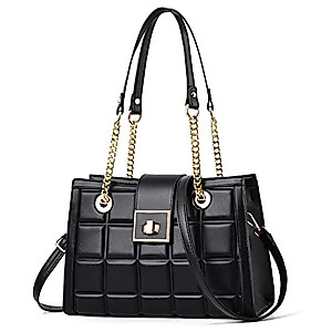 XIAOYU Shoulder Handbags for Women Fashion Purses with Chain Strap Ladies Satchel Crossbody bags (2-Black)